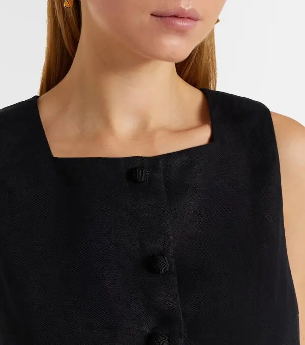 Posse Linen Crop Top - Black