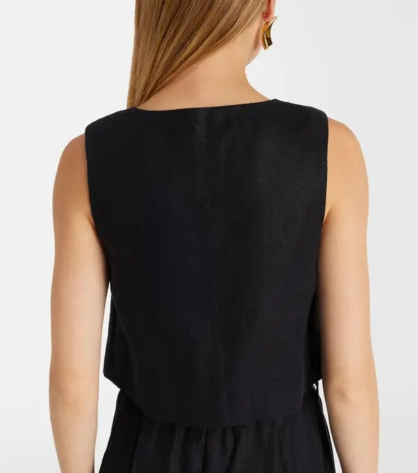 Posse Linen Crop Top - Black