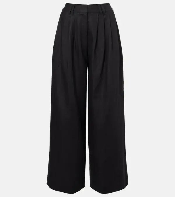 Posse Parker High-rise Wide-leg Linen Pants - Black