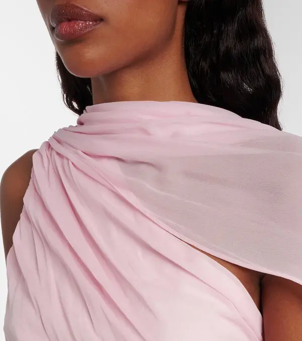 Posse Solene Gathered Scarf-detail Mesh Top - Pink