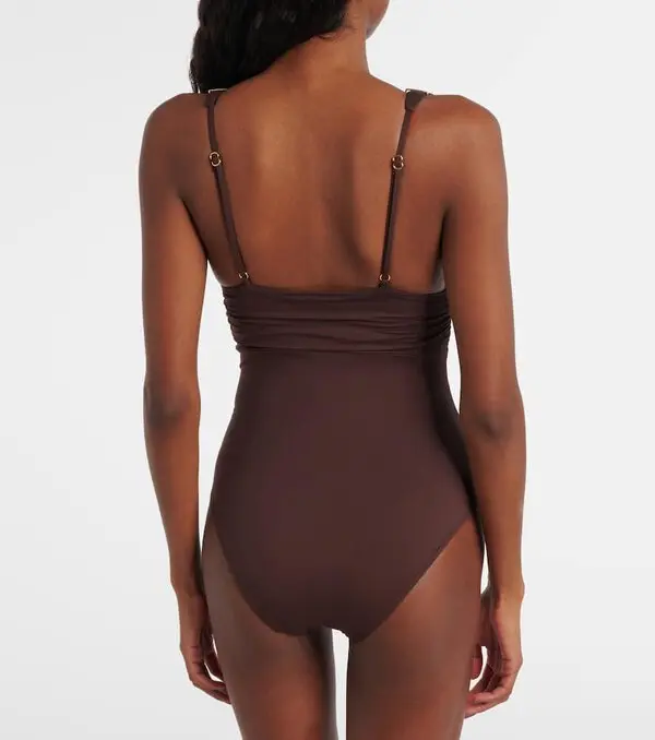 Melissa Odabash Panarea Ruched Swimsuit - Brown