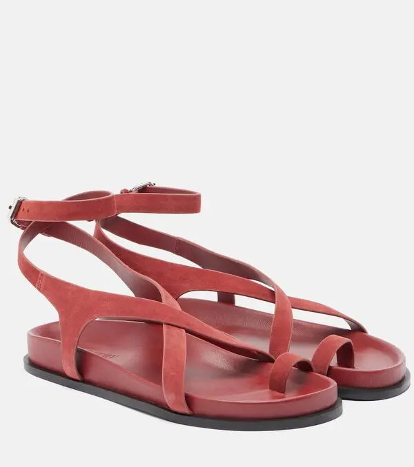 A.emery Jalen Slim Suede Sandals - Red