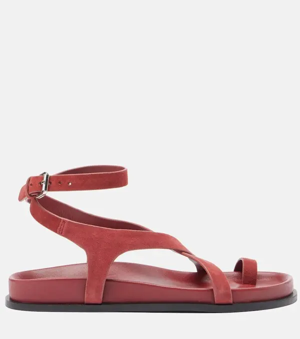 A.emery Jalen Slim Suede Sandals - Red