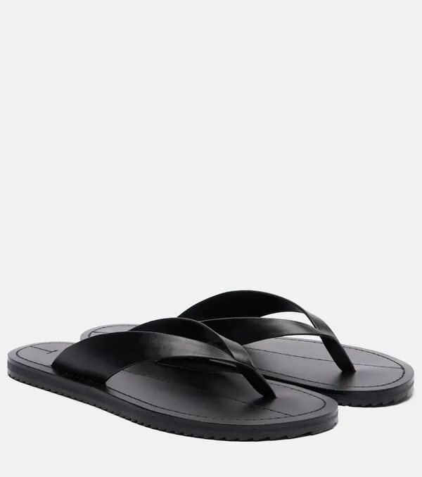 A.emery Flora Leather Thong Sandals - Black