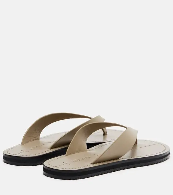 A.emery Flora Leather Thong Sandals - Green