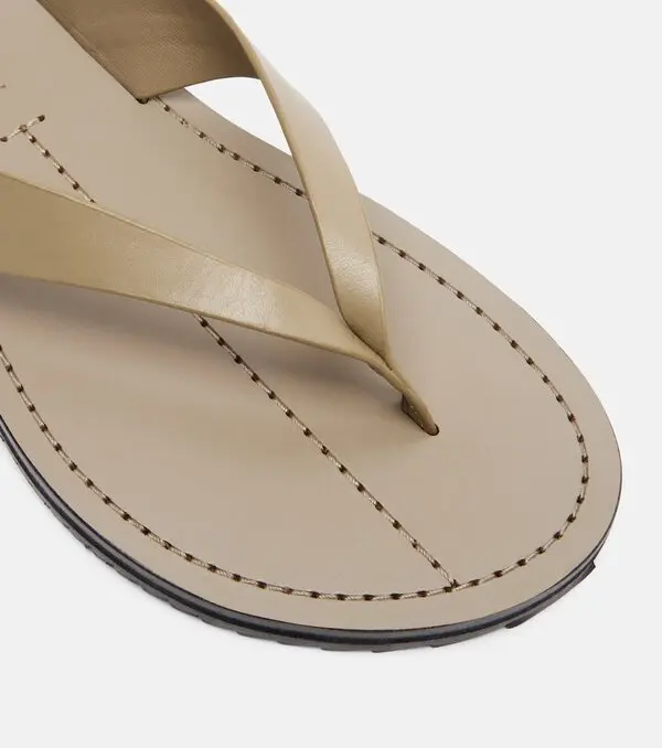 A.emery Flora Leather Thong Sandals - Green