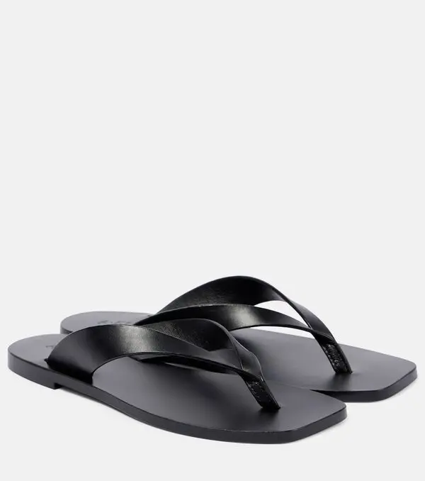 A.emery Kinto Leather Thong Sandals - Black