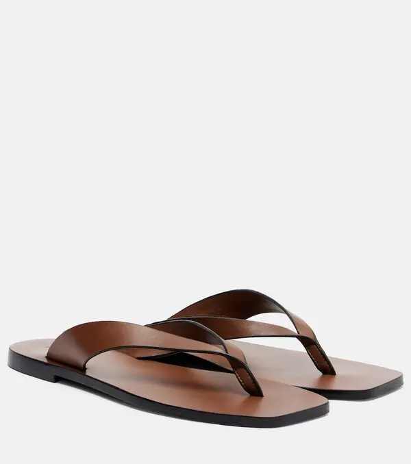 A.emery Kinto Leather Thong Sandals - Brown