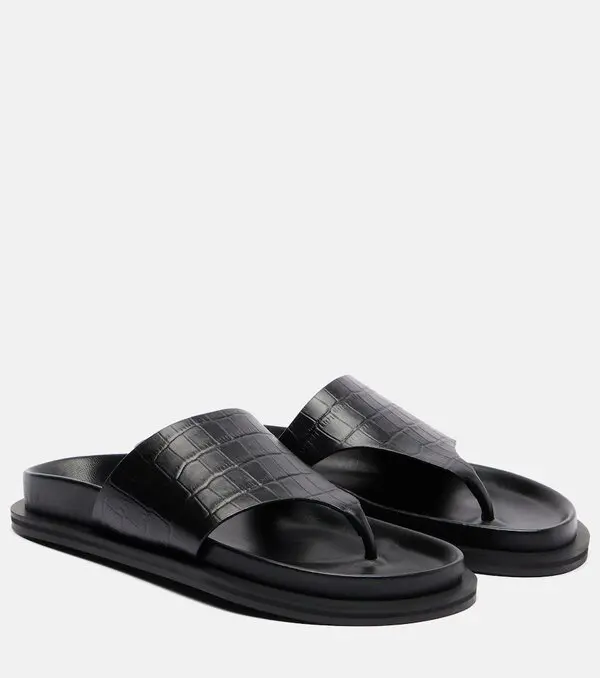 A.emery Imara Croc-effect Leather Thong Sandals - Black
