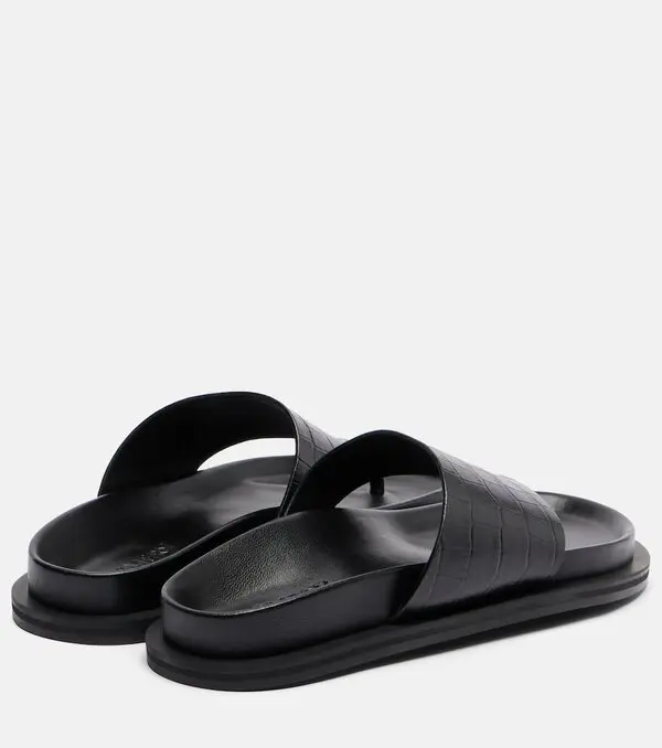 A.emery Imara Croc-effect Leather Thong Sandals - Black