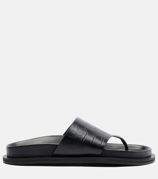 A.emery Imara Croc-effect Leather Thong Sandals - Black