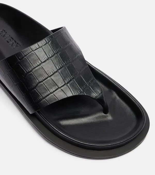 A.emery Imara Croc-effect Leather Thong Sandals - Black