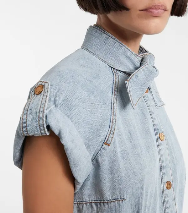 Zimmermann Tie-neck Denim Shirt - Blue