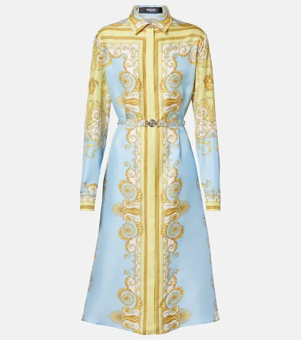 Versace Barocco Silk Twill Midi Dress - Multicoloured