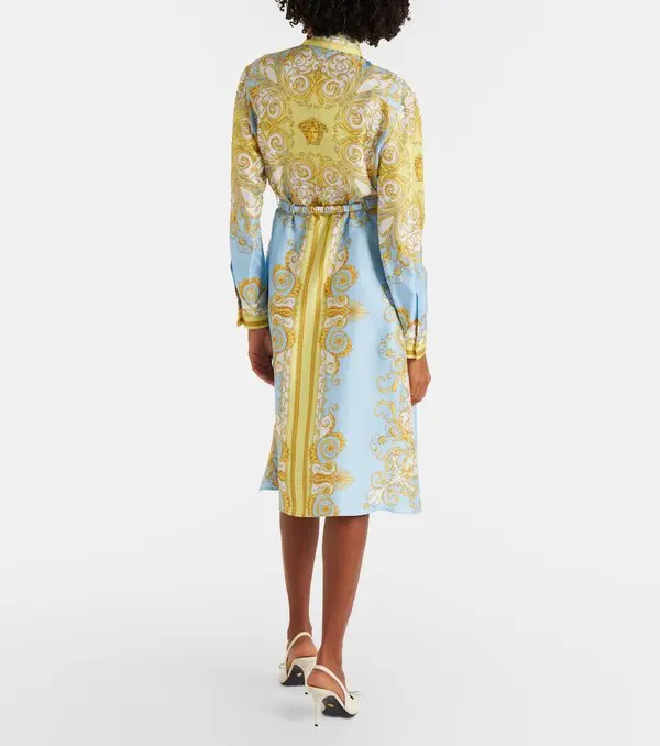 Versace Barocco Silk Twill Midi Dress - Multicoloured