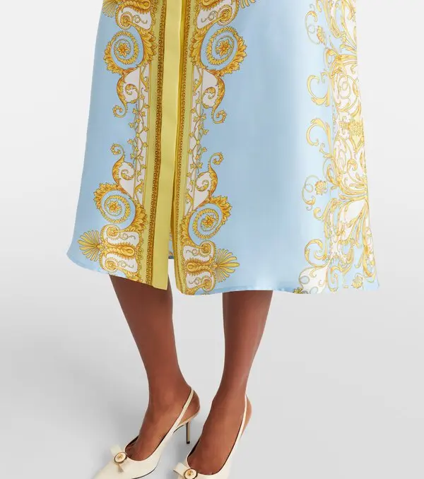 Versace Barocco Silk Twill Midi Dress - Multicoloured