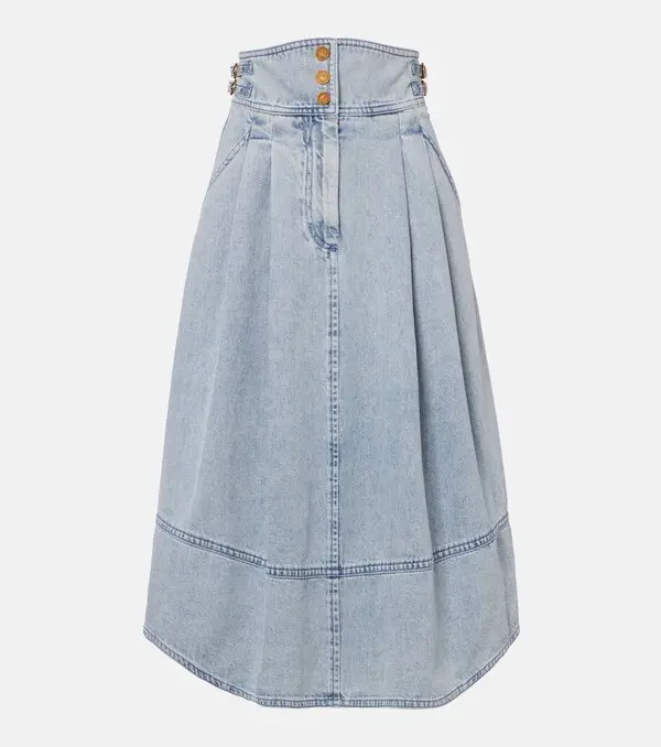 Zimmermann Wandlerlust Denim Midi Skirt - Blue