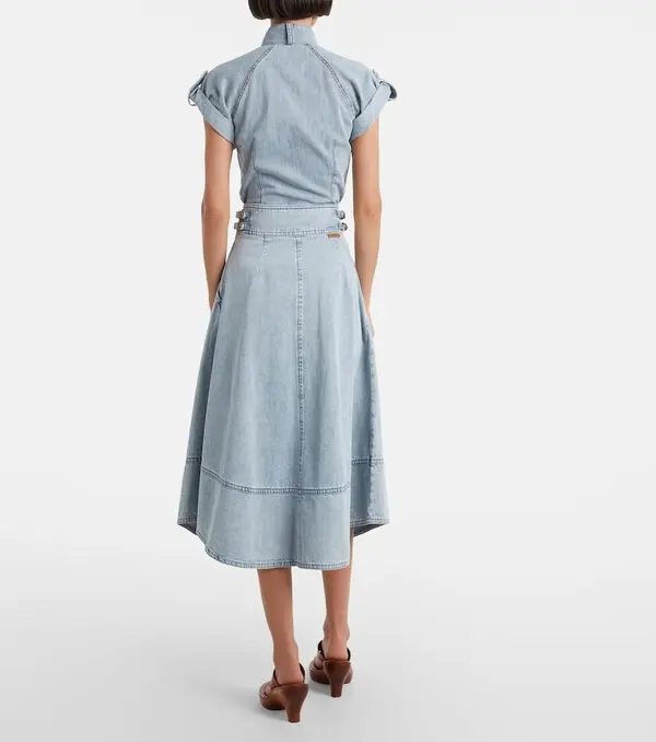 Zimmermann Wandlerlust Denim Midi Skirt