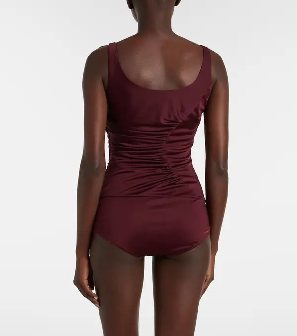 Versace Medusa Ruched Jersey Bodysuit - Burgundy