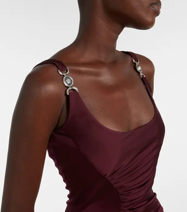 Versace Medusa Ruched Jersey Bodysuit - Burgundy