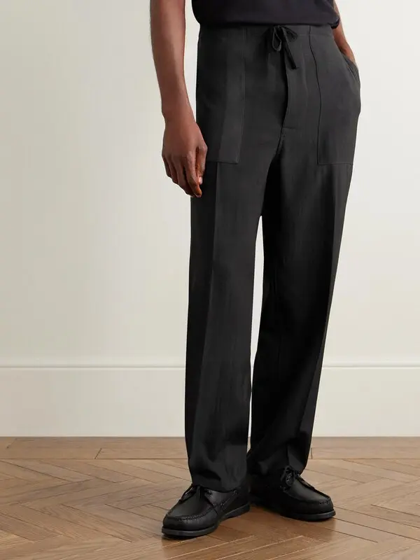 KAPTAIN SUNSHINE Straight-leg Wool-twill Drawstring Trousers