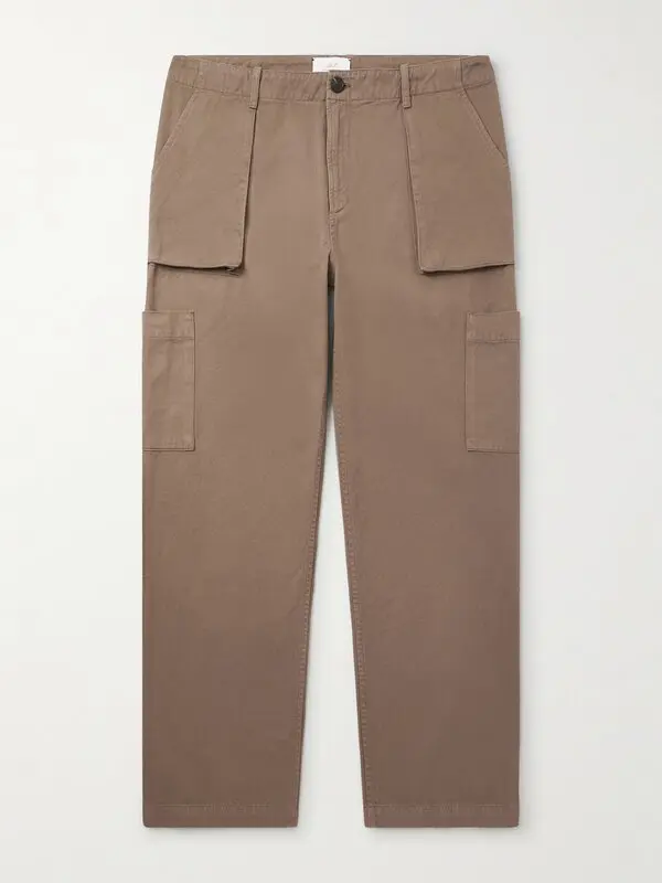 Mr P. Edward Straight-leg Cotton-twill Cargo Trousers - Brown