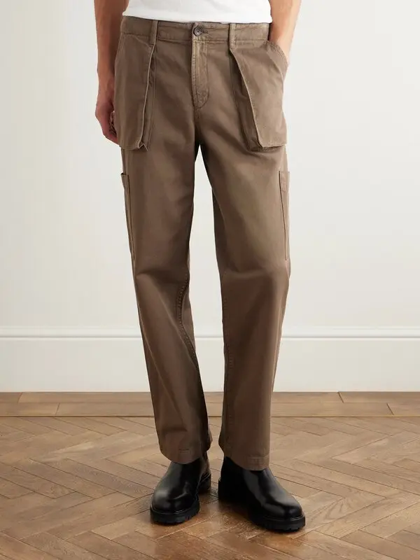 Mr P. Edward Straight-leg Cotton-twill Cargo Trousers - Brown