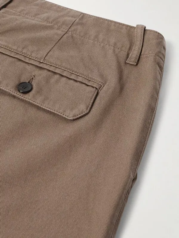 Mr P. Edward Straight-leg Cotton-twill Cargo Trousers - Brown