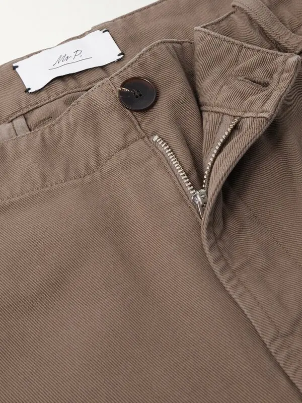 Mr P. Edward Straight-leg Cotton-twill Cargo Trousers - Brown