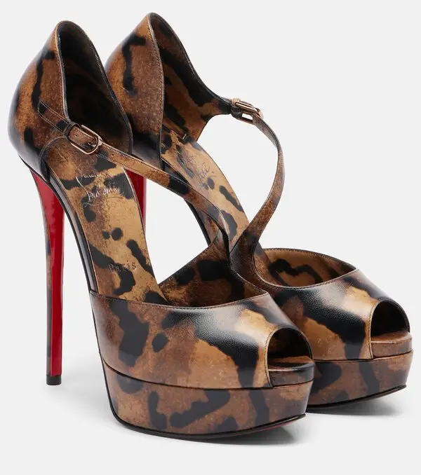 CHRISTIAN LOUBOUTIN Miss Zigourata 160 Leather Platform Pumps - Brown