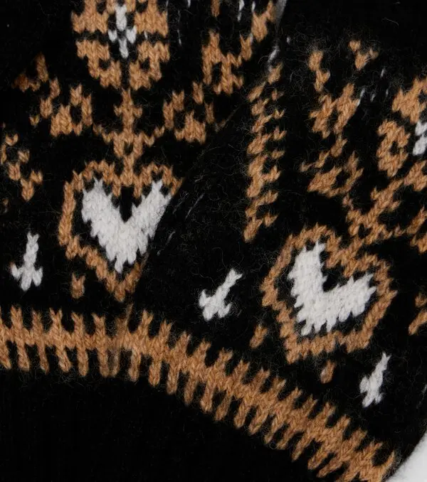 Khaite Domini Fair Isle Cashmere Gloves - Black
