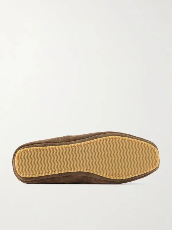 Mr P. Plush-lined Suede Slippers - Brown