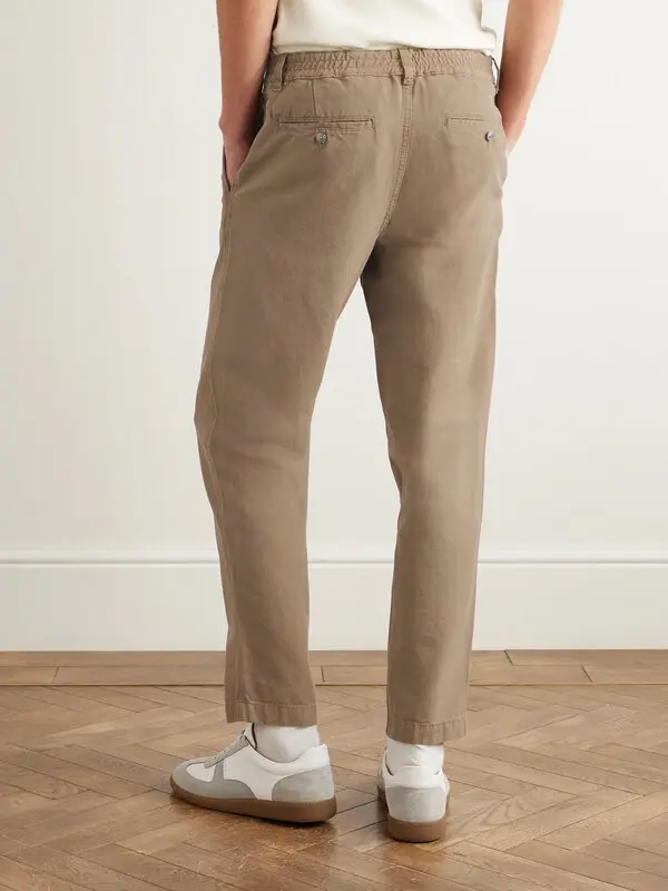 Mr P. Daniel Tapered Pleated Organic Cotton-canvas Trousers