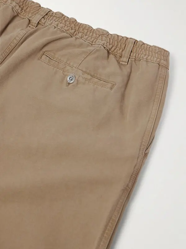 Mr P. Daniel Tapered Pleated Organic Cotton-canvas Trousers