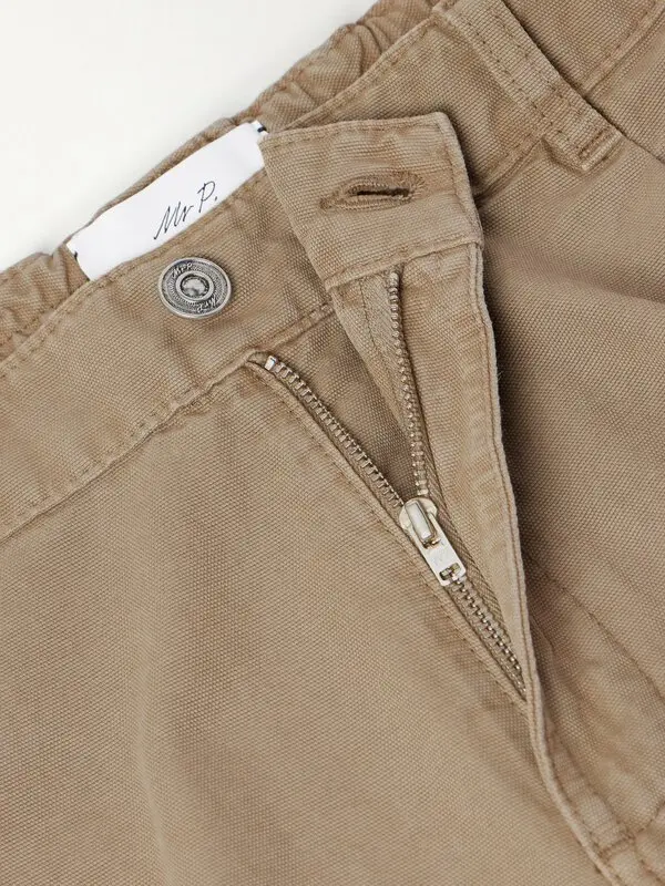 Mr P. Daniel Tapered Pleated Organic Cotton-canvas Trousers