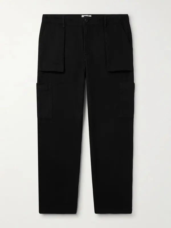 Mr P. Edward Straight-leg Cotton-twill Cargo Trousers - Black