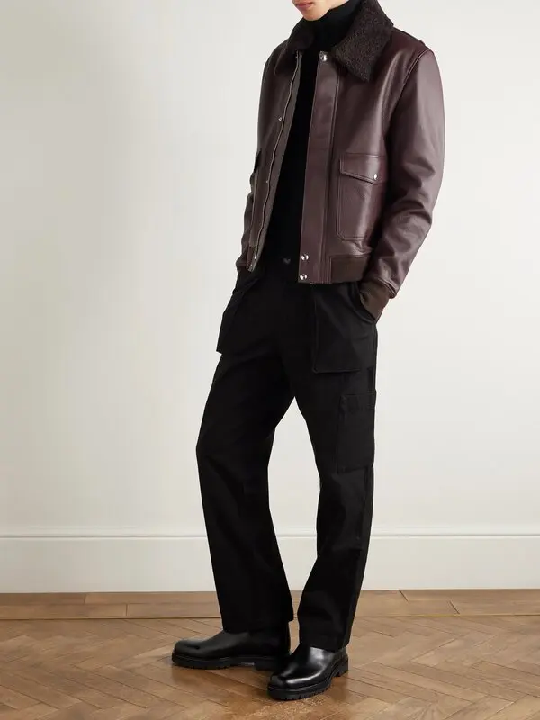 Mr P. Edward Straight-leg Cotton-twill Cargo Trousers - Black