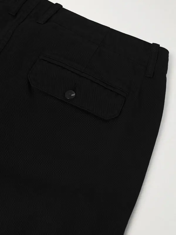 Mr P. Edward Straight-leg Cotton-twill Cargo Trousers - Black