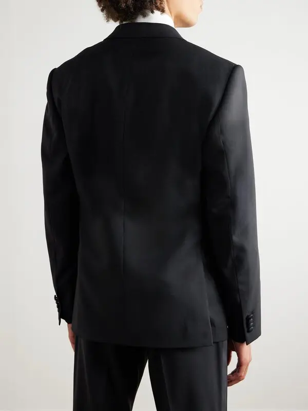 Mr P. Double-breasted Slim-fit Satin-trimmed Virgin Wool-twill Tuxedo Jacket