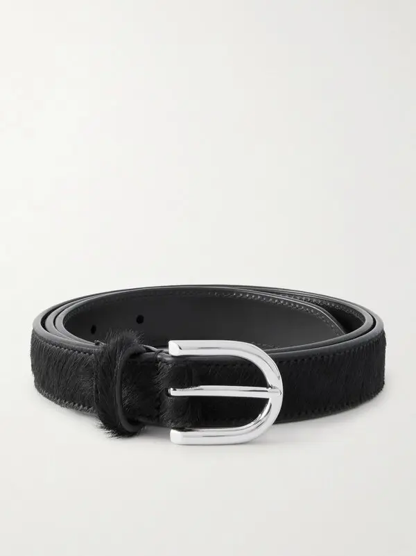 MORJAS 2.5cm Pony Hair Belt - Black