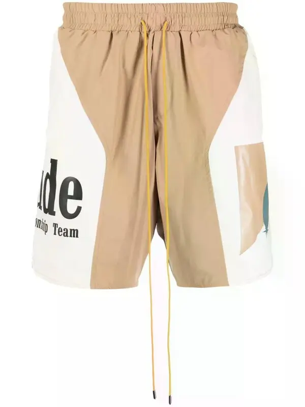 Rhude Logo-print Track Shorts - Neutrals