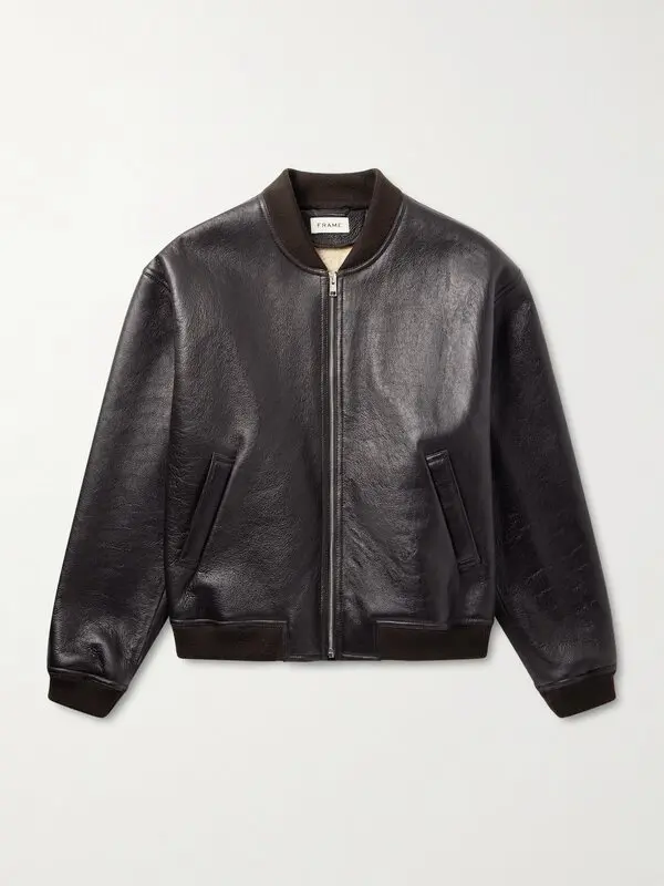 FRAME Shearling Bomber Jacket - Brown