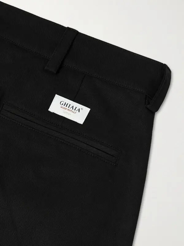 GHIAIA Straight-leg Cotton Chinos - Black