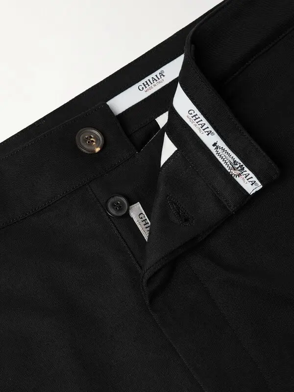 GHIAIA Straight-leg Cotton Chinos - Black