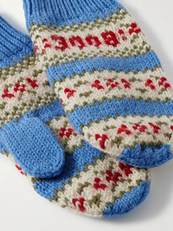 BODE Wedgewood Fair Isle Virgin Wool Mittens