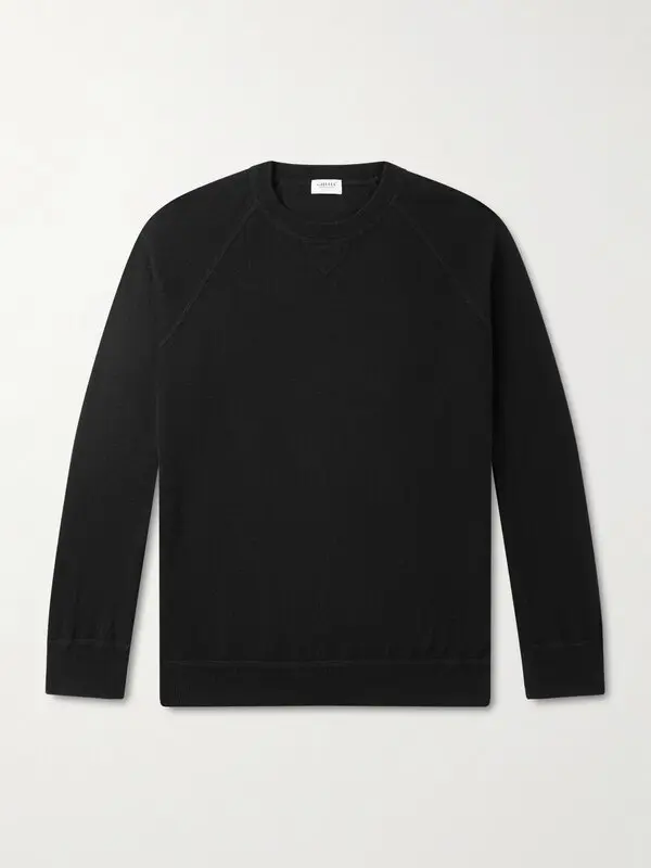 GHIAIA Cashmere Crew Neck Sweater - Black