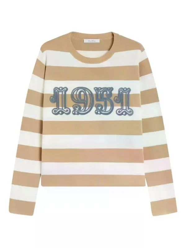 Max Mara Striped Virgin Wool Sweater - Neutrals