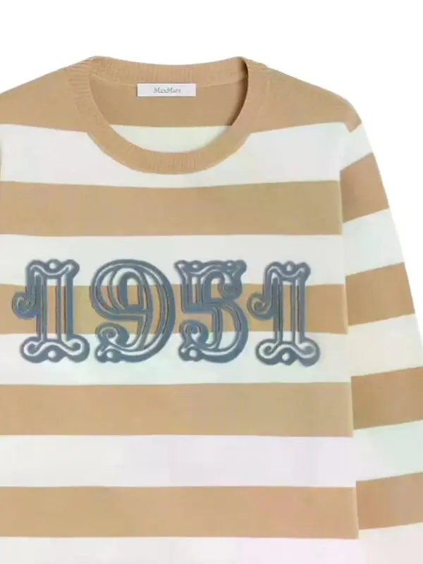 Max Mara Striped Virgin Wool Sweater - Neutrals