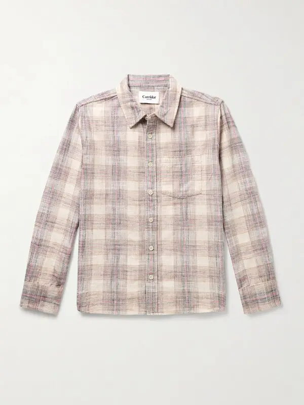 CORRIDOR Rosewood Checked Cotton Shirt