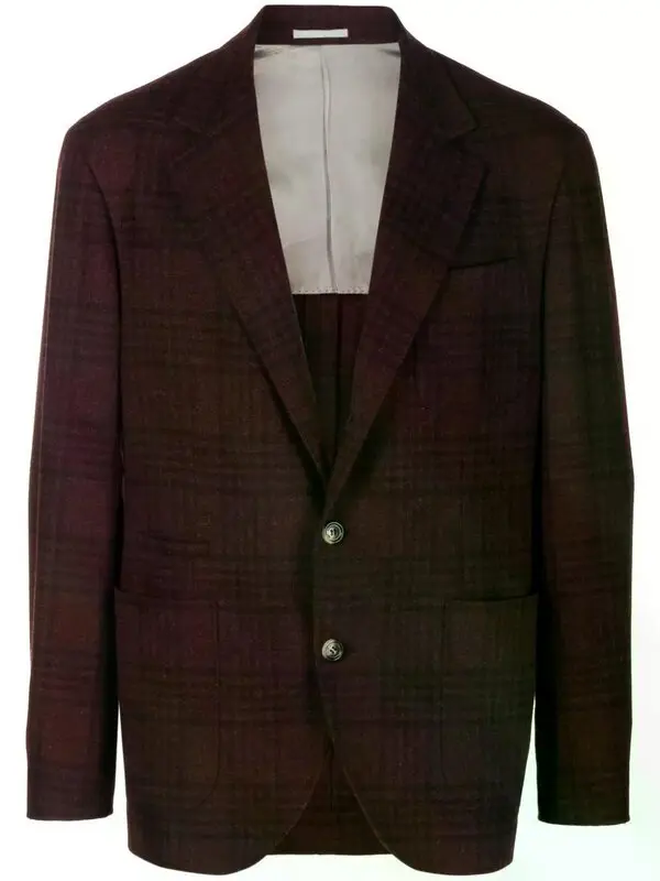 Brunello Cucinelli Single-breasted Tartan Frieze Blazer